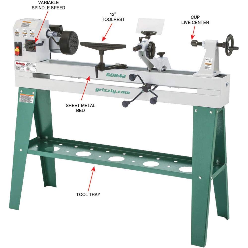Grizzly Industrial G0842-14" x 37" Wood Lathe with Copy Attachment