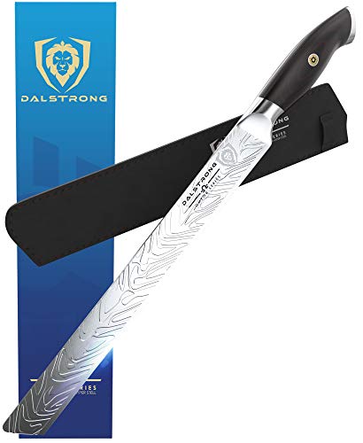 Dalstrong Slicing Knife - 12 inch Slicer - Omega Series - BD1N-V Hyper Steel Kitchen Knife - G10 Handle - Razor Sharp Knife - Carving Knife, Brisket, BBQ - Leather Sheath Included
