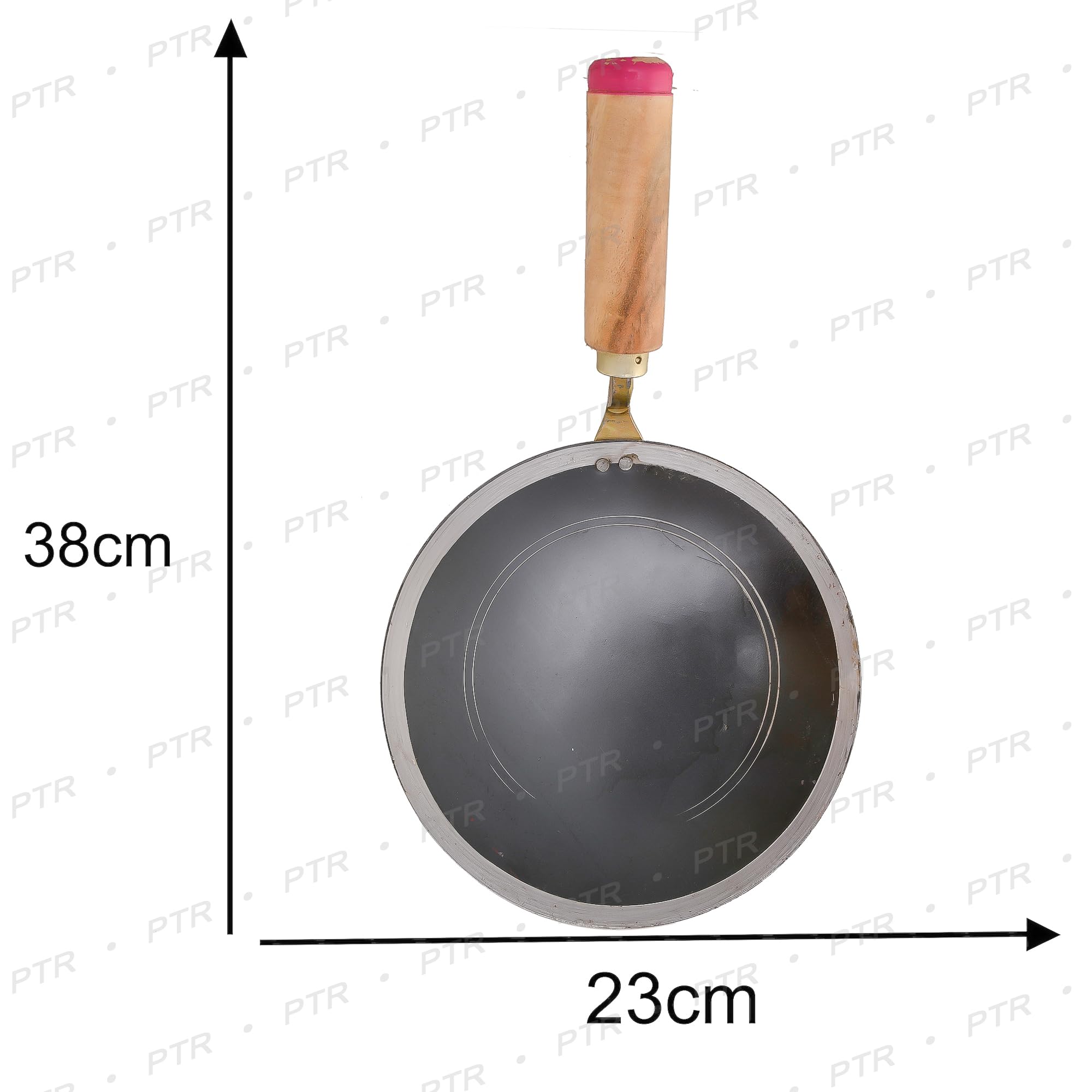 PTR Traditional Pure Iron/loha/lohakhand Tawa/Tava for Roti/Chapati with Wooden Handle(1 kg)