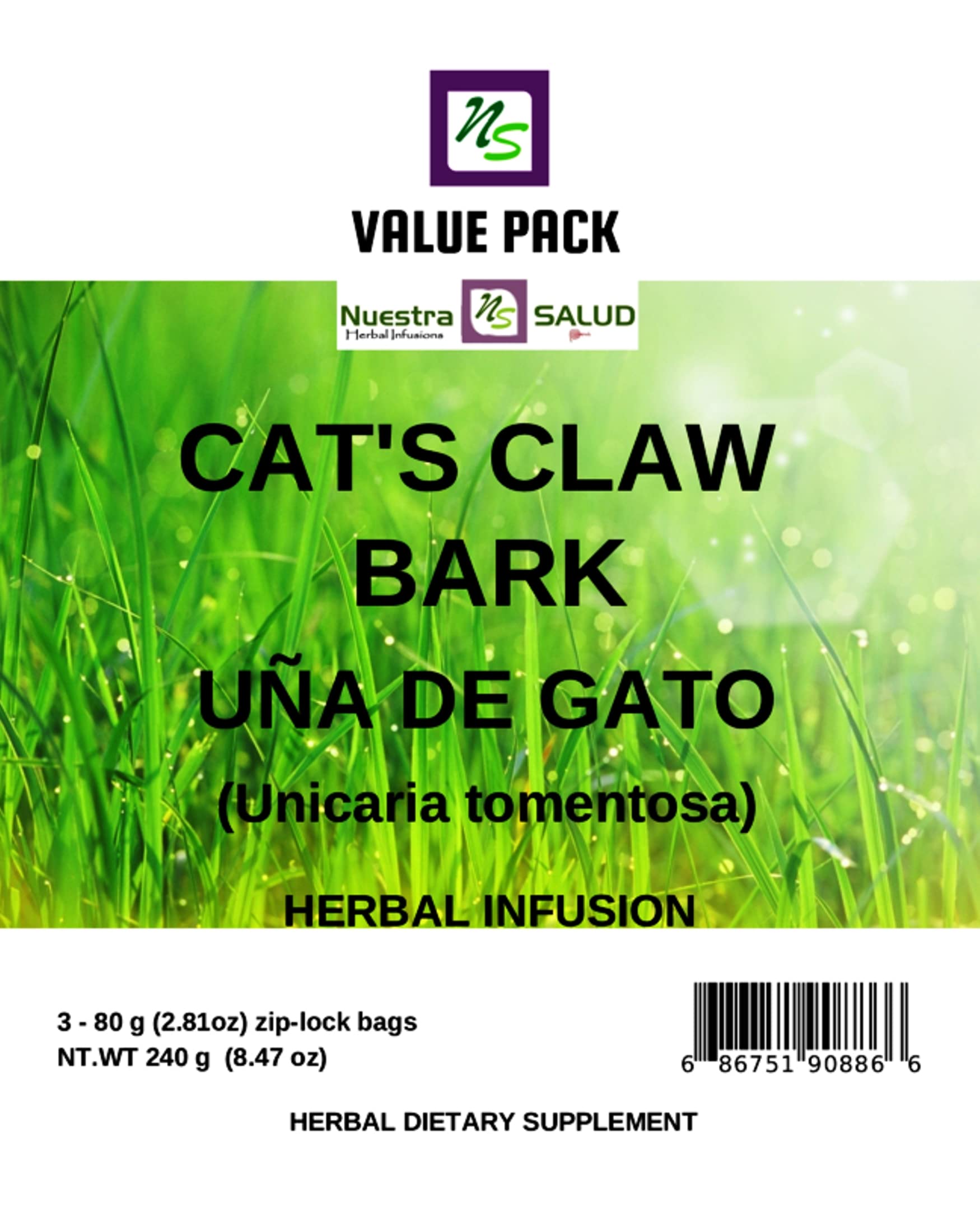 Cat's Claw Bark Herbal Tea Uña de Gato Value Pack (240g) 100% Natural
