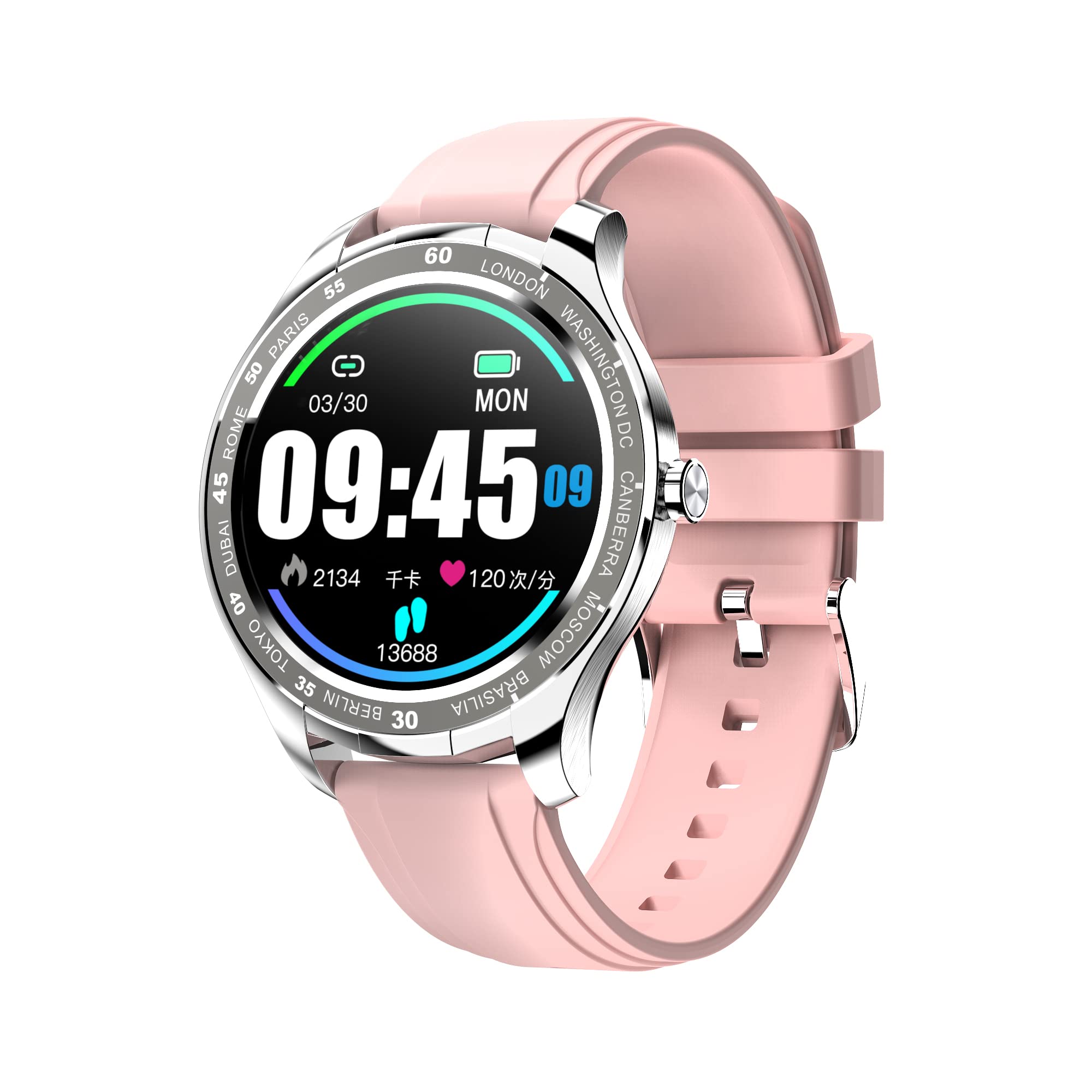Ncbayand Smart Watch for Women, Originality Smartwatch for Android and iOS Phones IP68 Waterproof Activity Tracker with Full Touch Color Screen Heart Rate Monitor Pedometer Sleep Monitor, Pink
