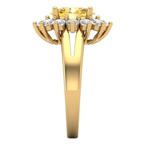 Clara Pucci 2.36 ct Oval Cut Solitaire Halo Yellow Simulated Diamond Engagement Promise Anniversary Bridal Ring 18K Yellow Gold 7.5