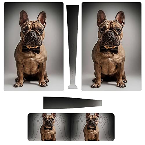 French Bulldog Portrait Full Protective Skin Cover Design Wrap Decal Sticker Compatible with PS5 Digital Edition Console and Controller