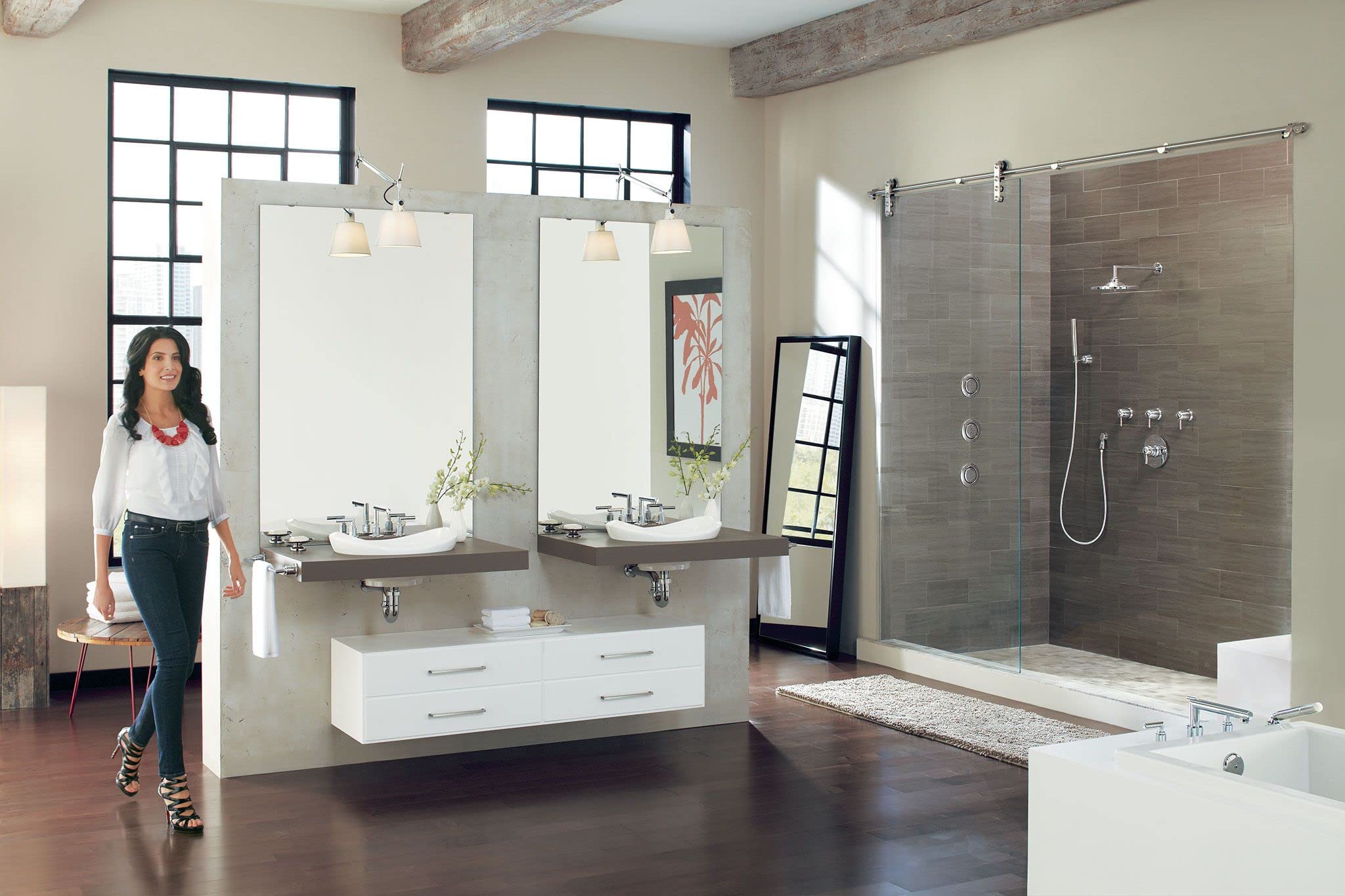 Moen TS93003 Arris 2-Handle Deck Mount Modern Roman Tub Faucet Trim Kit, Valve Required, Chrome