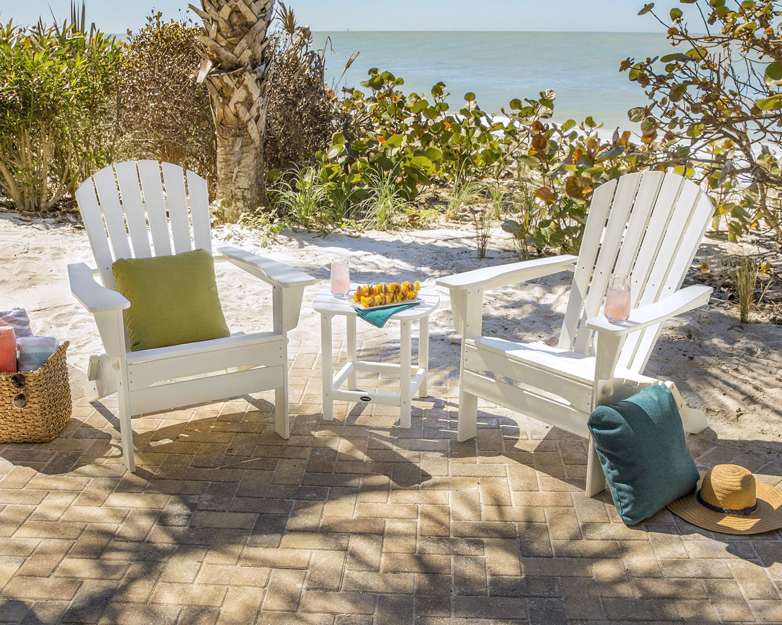 POLYWOOD South Beach 3-Piece Adirondack Chair Set with Side Table
