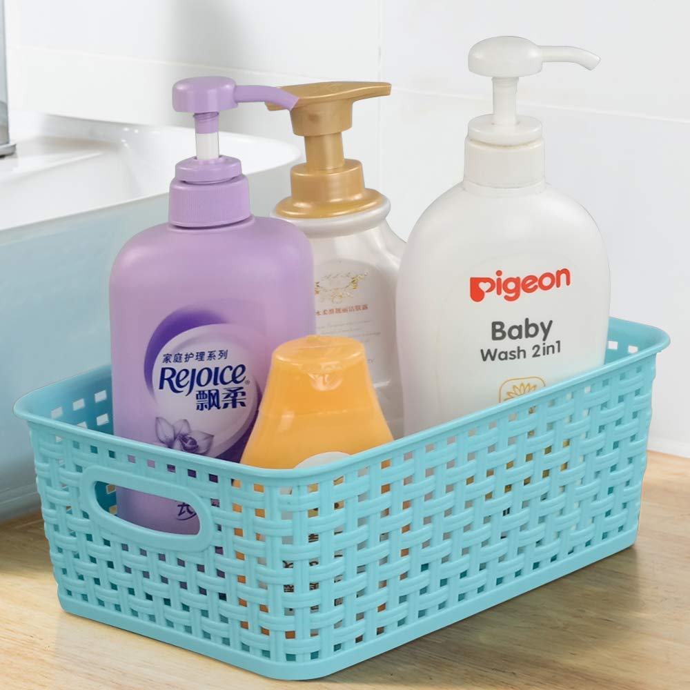 Kekow Plastic Storage Baskets for Bathroom, Beauty and Closets Organization, 6-Pack