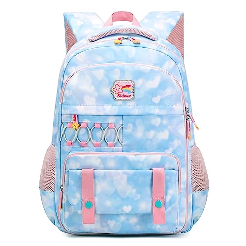 KIDNUO Girls Backpack 15.6 Inch Laptop School Bag Cute Kids Kindergarten Elementary Backpacks Middle Schoolbag Large Bookbags for Women Teens Students Anti Theft Travel Daypack (Blue)