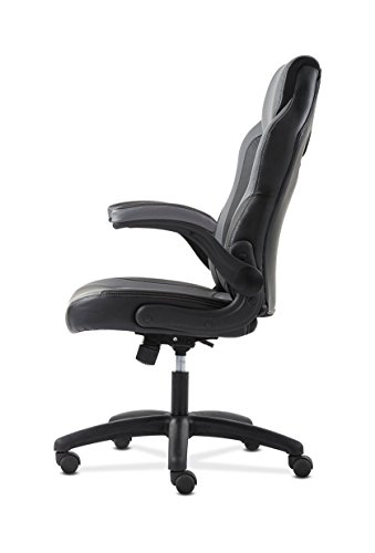 Sadie Racing Gaming Computer Chair- Flip-Up Arms, Black and Gray Leather (HVST911)