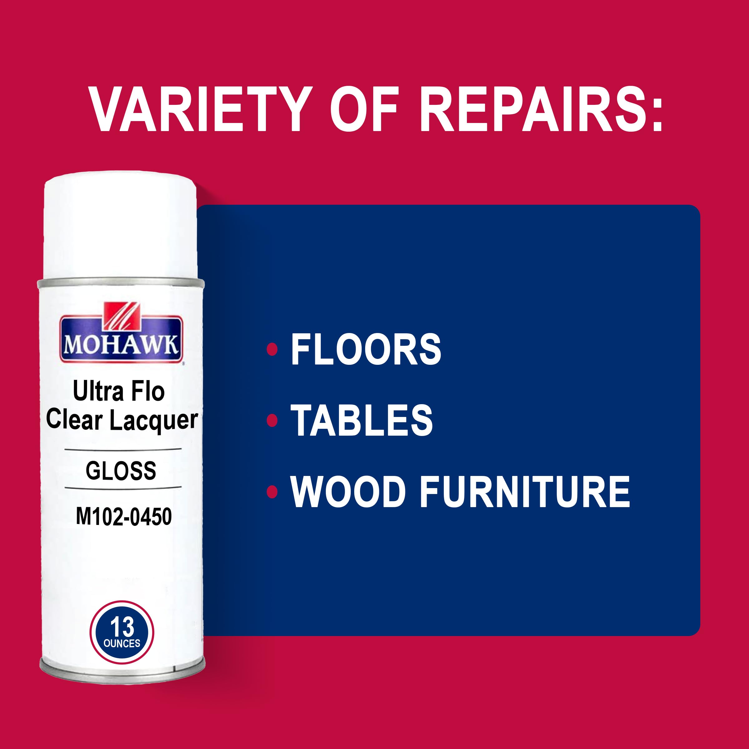 Mohawk Finishing Products Ultra-Flo Clear Lacquer, Clear Gloss Finish, M102-0450, 13 oz