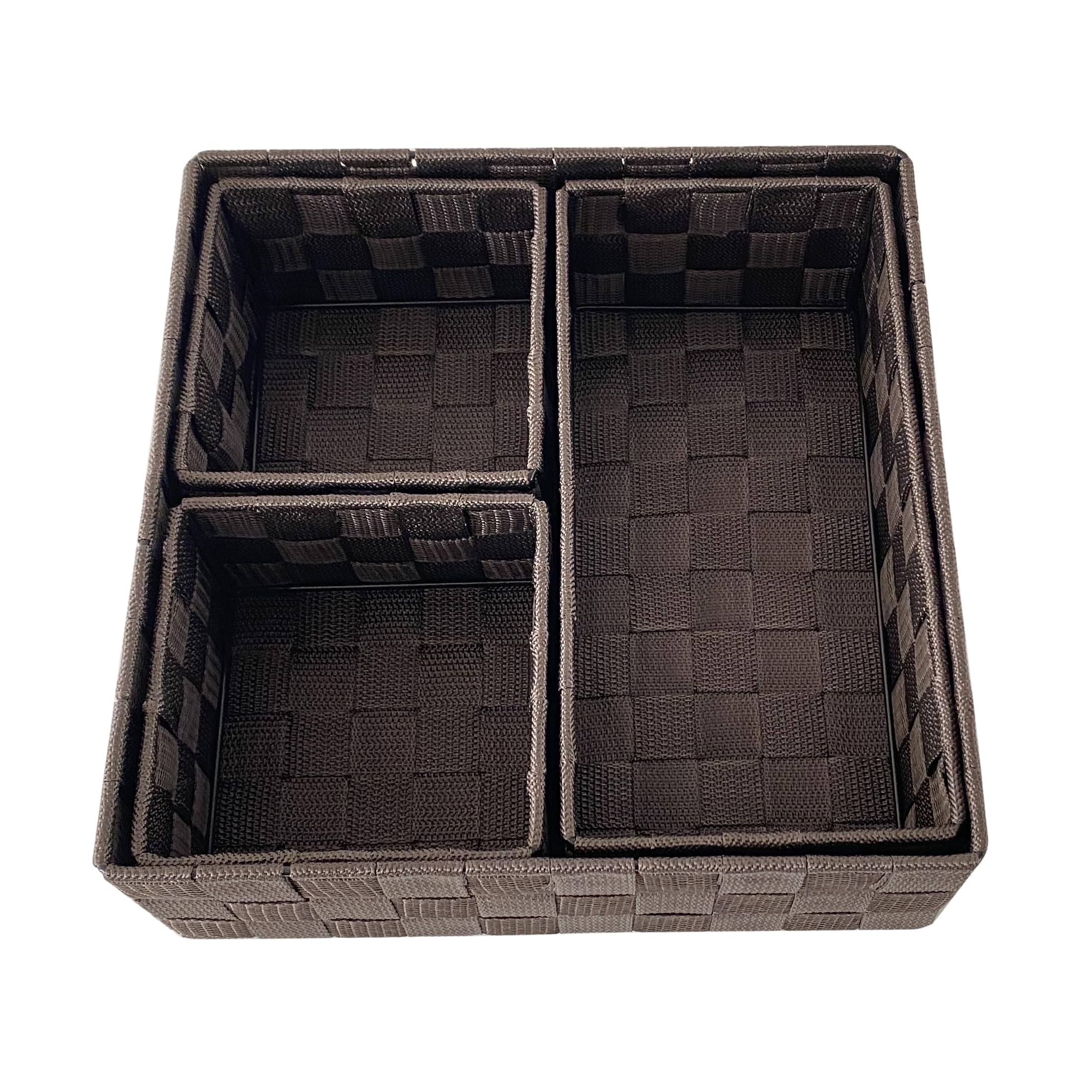 Teicui Woven Storage Baskets for Organizing,drawer organizer,dresser organizer countertop,organizers and storage for bathroom,storage bins for shelves,Set of 4,Brown