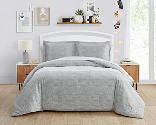 Poppy & Fritz | Stripe Collection| Duvet Cover Set- 100% Cotton Ultra Soft, All Season Bedding, Pre-Washed for Added Softness, Twin, Grey
