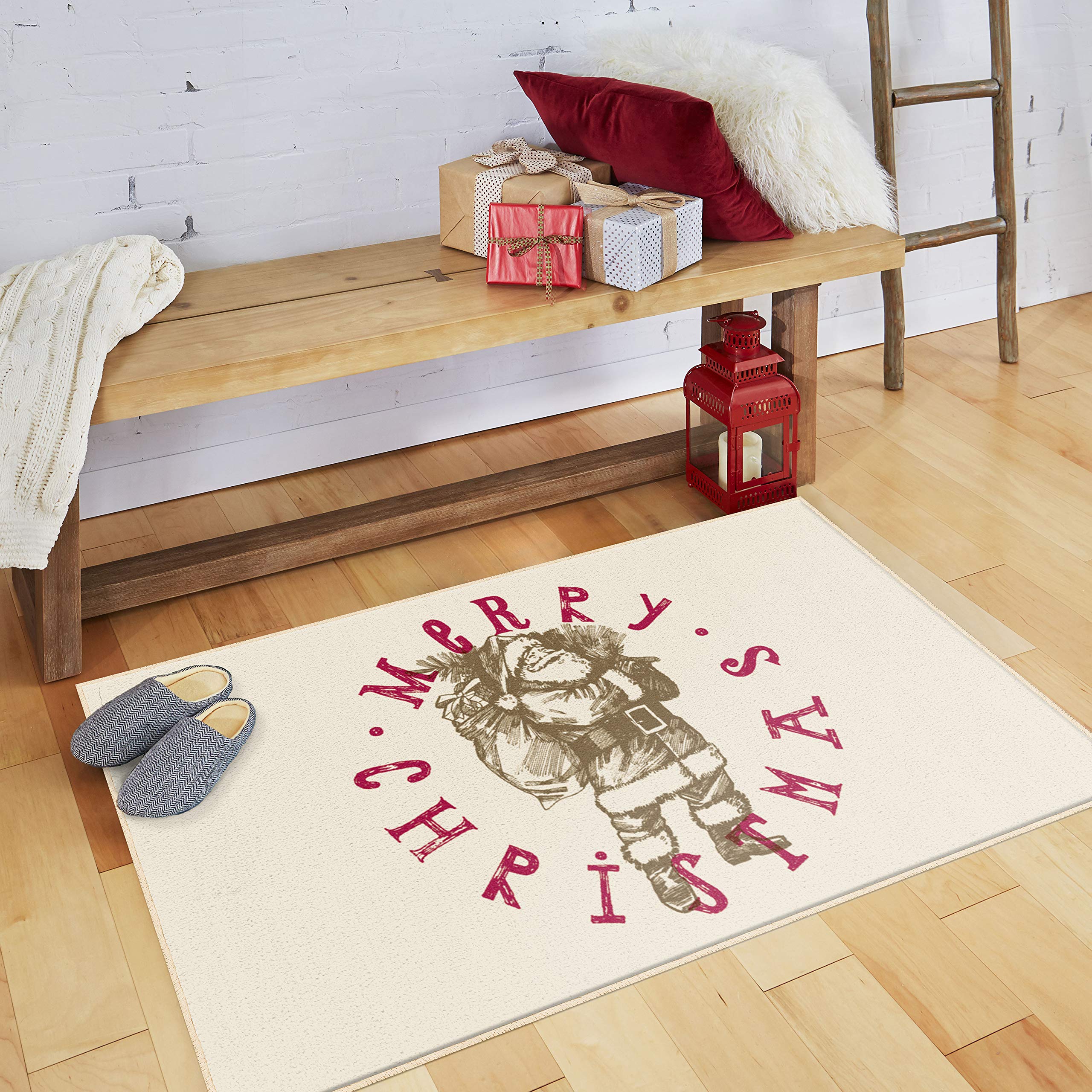 Mohawk Home Vintage Santa Christmas Mat 2' x 3' 4" Rug - Perfect for Kitchen, Entryway, Laundry Room