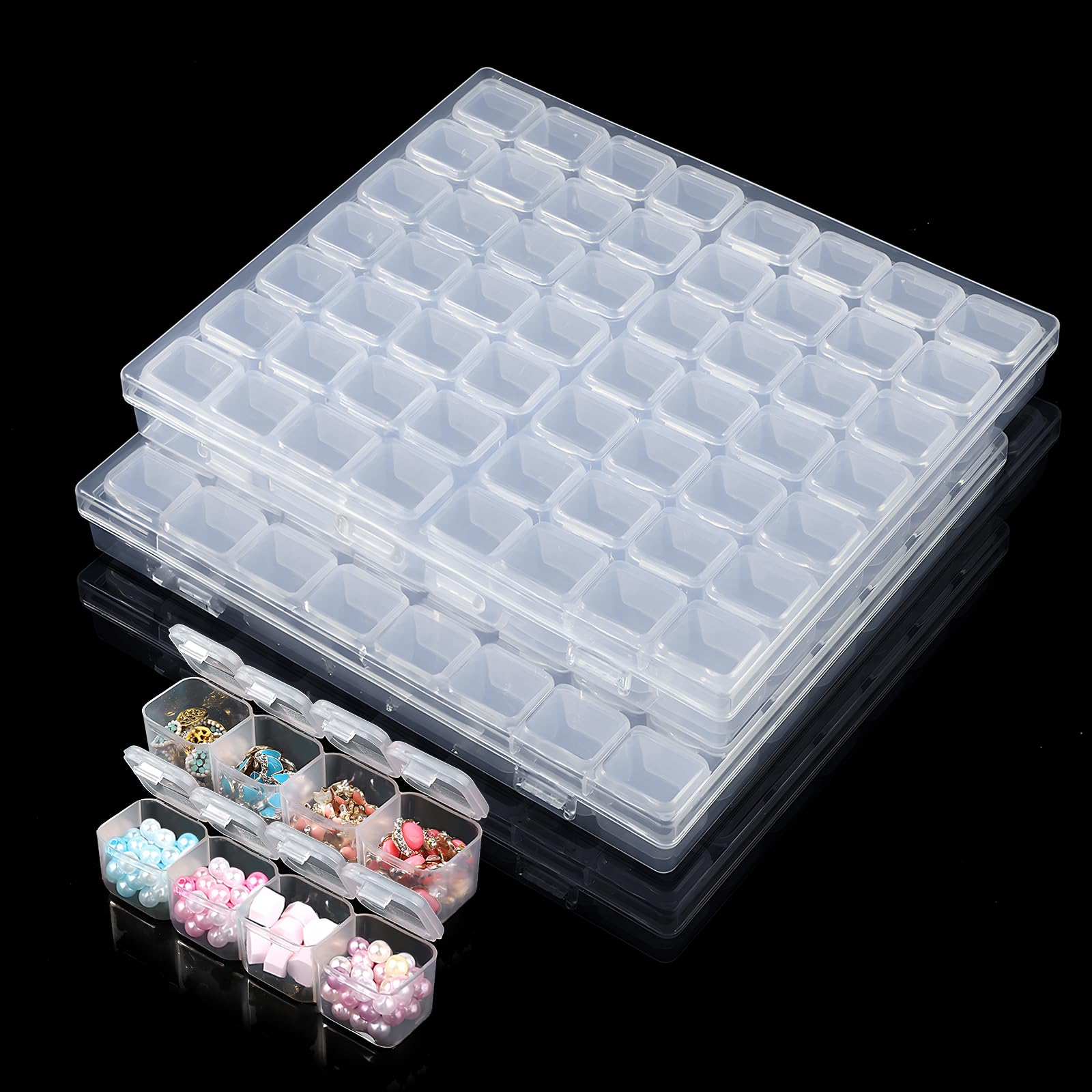 ISKYBOB 112 Slots Craft Beads Storage Containers, Plastic Beads Organizer Rhinestones Storage Box Portable Bead Art Storage Case Large Capacity Embroidery Organizers for 5D Painting Art, DIY Craft