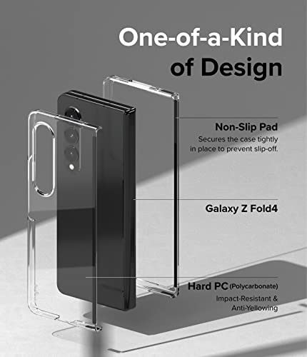 Ringke Slim [Anti-Yellowing Material] Compatible with Samsung Galaxy Z Fold 4 5G Case (2022) for Minimalist Yet Sturdy, Solid Sleek Transparent Cover with Non-Slip Pad for Galaxy Z Fold4 - Clear