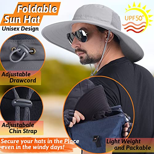 USHAKE Foldable Super Wide Brim Fishing Hat Bucket Safari Hat, UPF 50+ Sun Hat