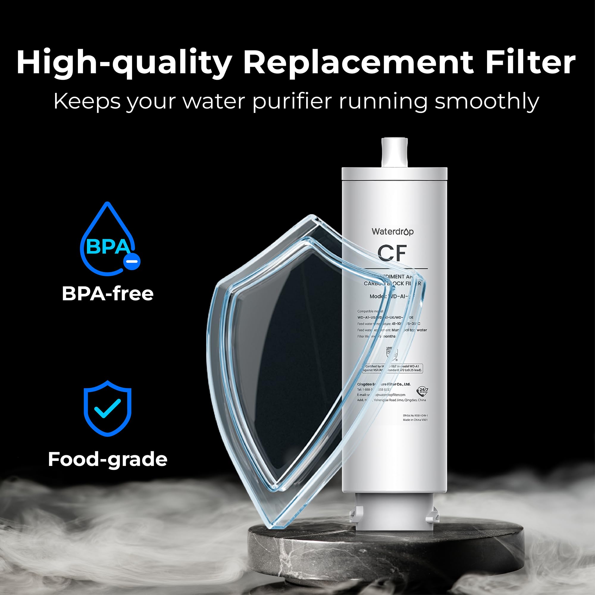 Waterdrop ๐๐-๐๐-๐๐
Filter, Replacement for ๐๐-๐๐ Countertop Reverse Osmosis Hot and Cold water Dispenser, 6-month Lifetime