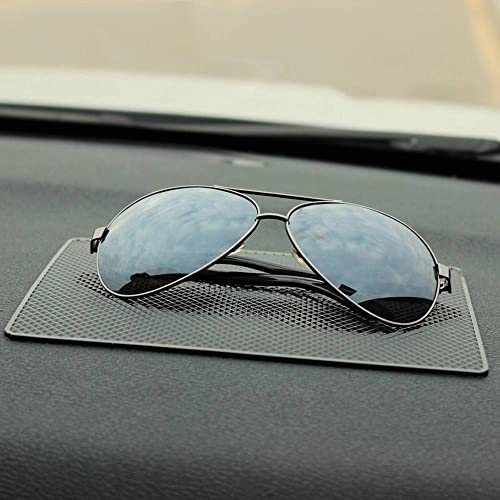 Limoly Anti Slip Mat, Non-Slip Rubber Pad 7 x 5, Universal Anti-Slip Car Dash Sticky Mat for Phones Sunglasses Keys GPS Electronic Devices (Black/Grid)