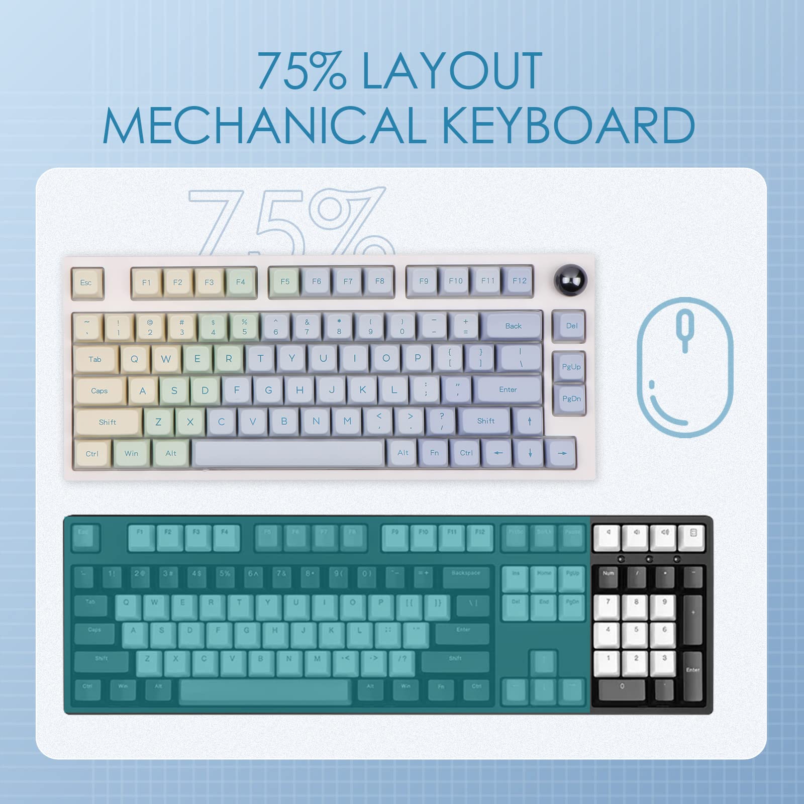 EPOMAKER TH80 Pro 75% Hot Swap RGB 2.4Ghz/Bluetooth 5.0/Wired Gaming Keyboard, with 4000mah Battery, PBT Keycaps, Knob Control for Windows/Mac PS5 PS4 Xbox