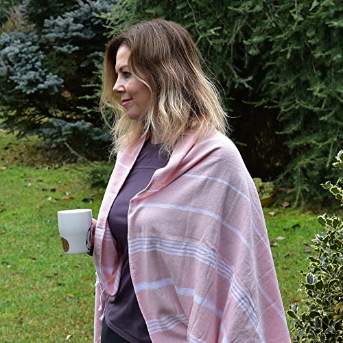 PESHTINO Turkish Beach Towel β Oversized Quick Dry Lightweight Thin Sand Free Compact Turkish Cotton Towel for Beach Pool Spa Yoga Picnic and Travel (Salmon)