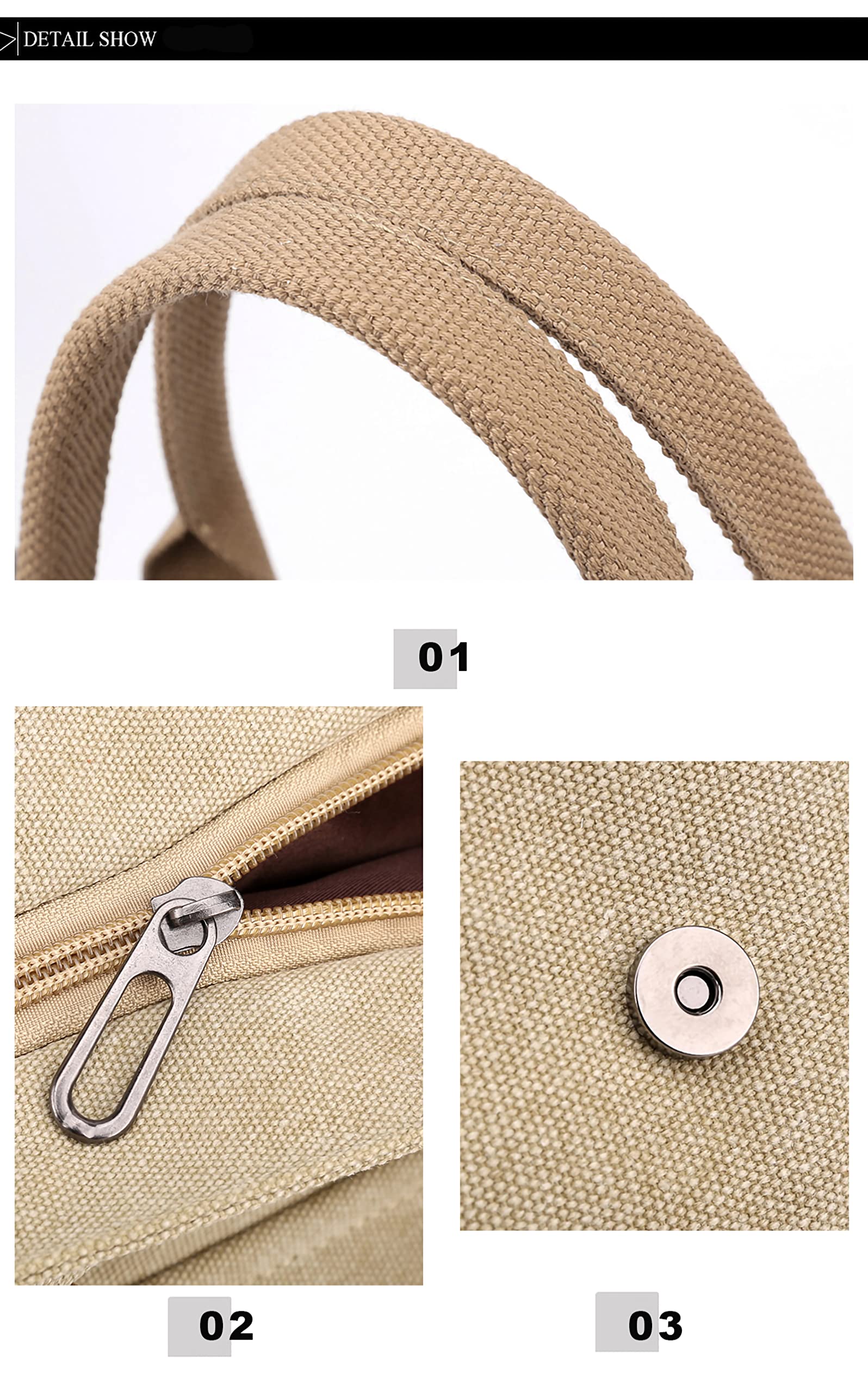 Eamom Canvas Handbags for Women Multi Pocket Crossbody Bags for Women Canvas Shoulder Bag (Khaki)