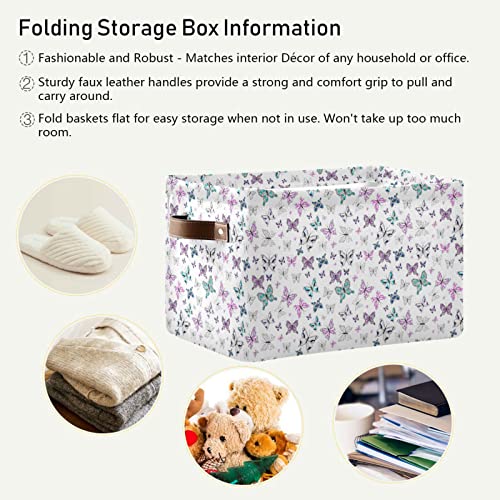 Kigai Storage Basket Butterfly Storage Bin with Handle, Large Storage Cube Collapsible for Shelves Closet Bedroom Living Room 1PC