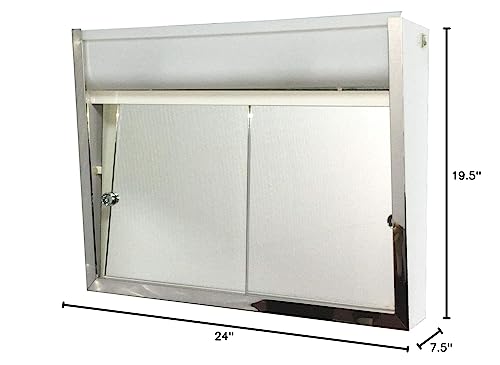 Ketcham SDL-2419-24" W x 19" H Sliding Door Series Surface Mounted Polished Edge Mirror Door Medicine Cabinet