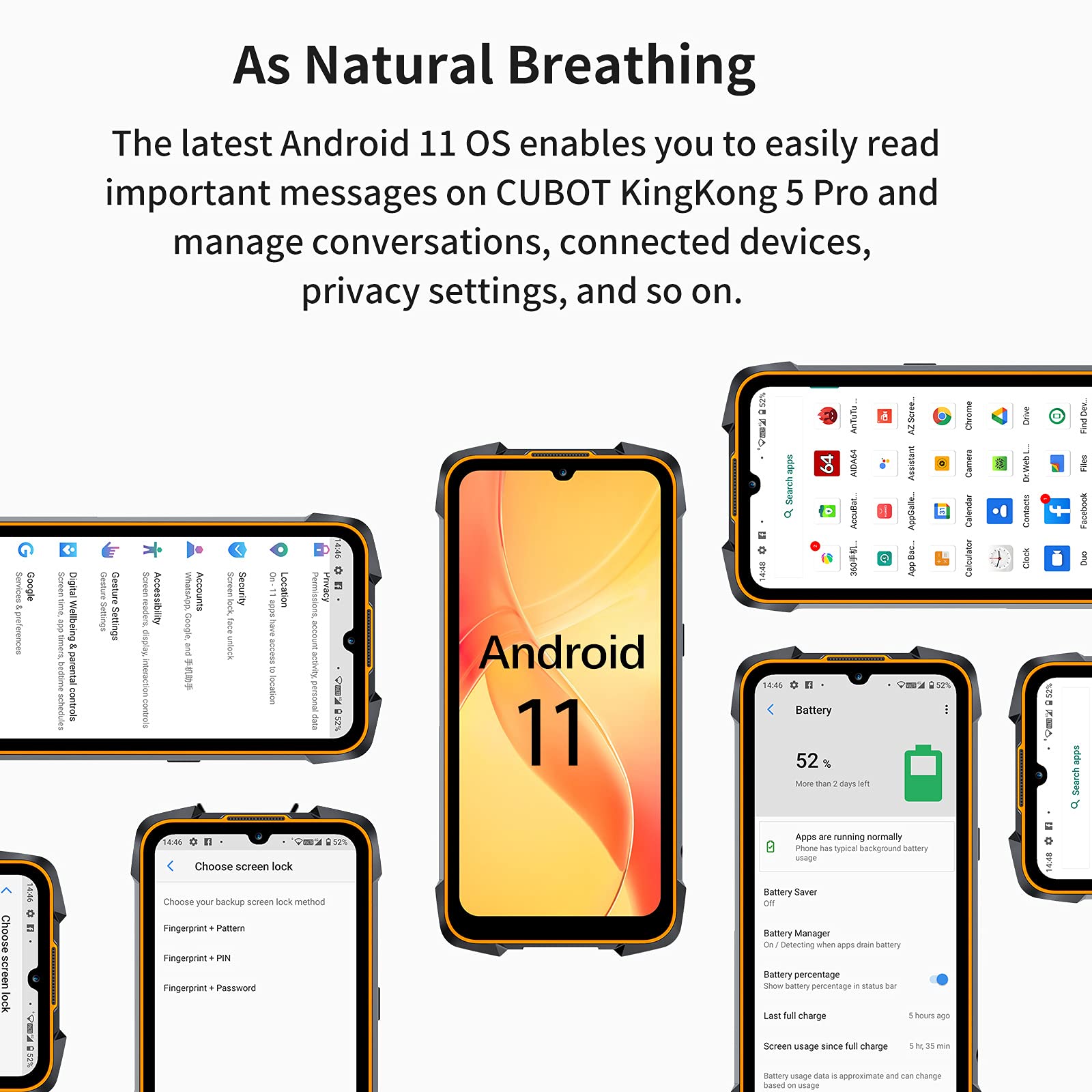 CUBOT Rugged Smartphone Unlocked, King Kong 5 Pro Android 11 Unlocked Rugged Phone, 8000mAh Battery, 48MP Camera Waterproof Cell Phone, 6.1” HD+ Screen, 4G Dual SIM Cell Phone