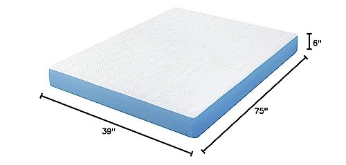 Oleesleep 6 Inch Ventilated Gel Infused Memory Foam Mattress, CertiPUR-US Certified, Blue,Twin