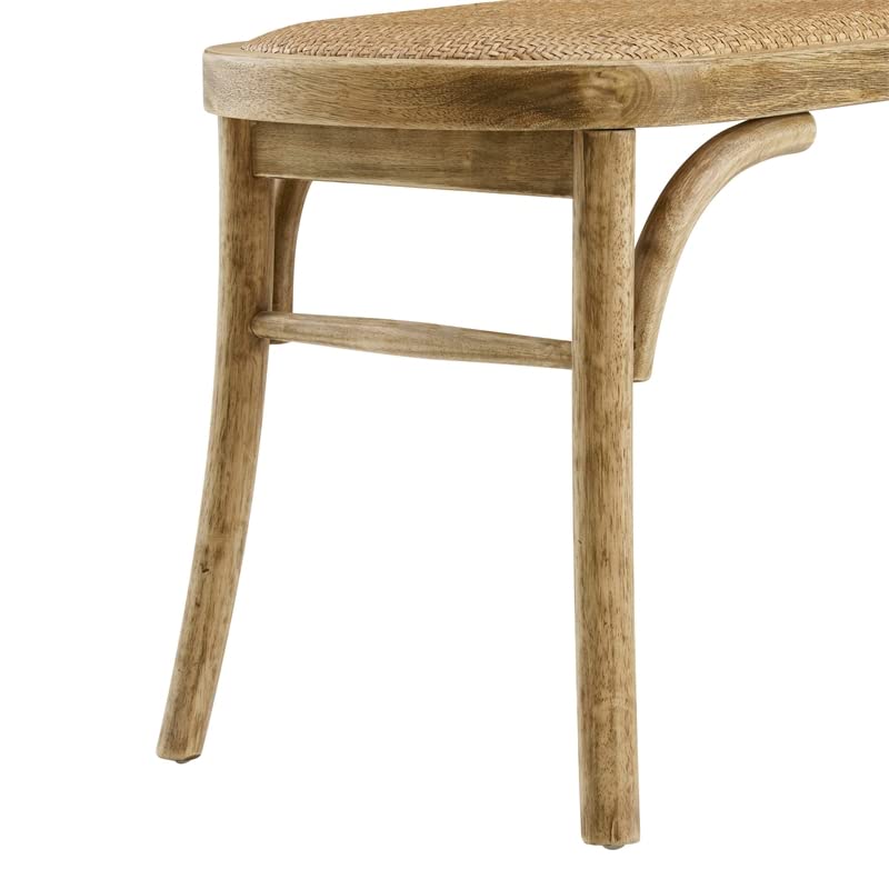 Linon Dallas Wood and Rattan Bentwood Bench in Brown