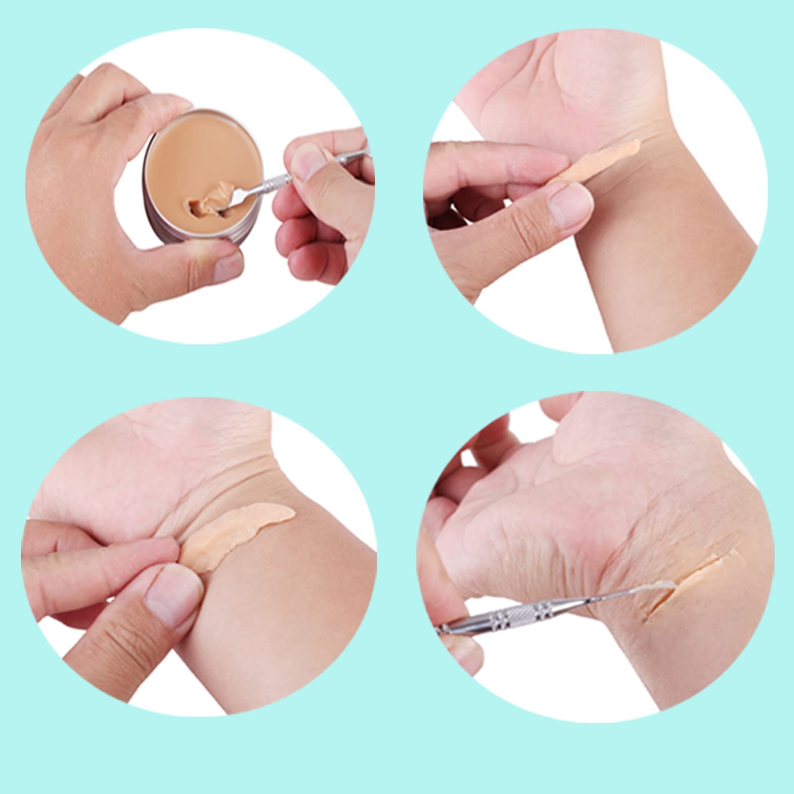 MEICOLY Scar Wax Kit with Spatula,Fake Nose Putty for Santa Christmas Makeup,SFX Scar Makeup,Fake Scar Modeling Wax for Realistic Scar,Wound and Cut,Halloween Special Effects Makeup,Light,(1.67Oz)