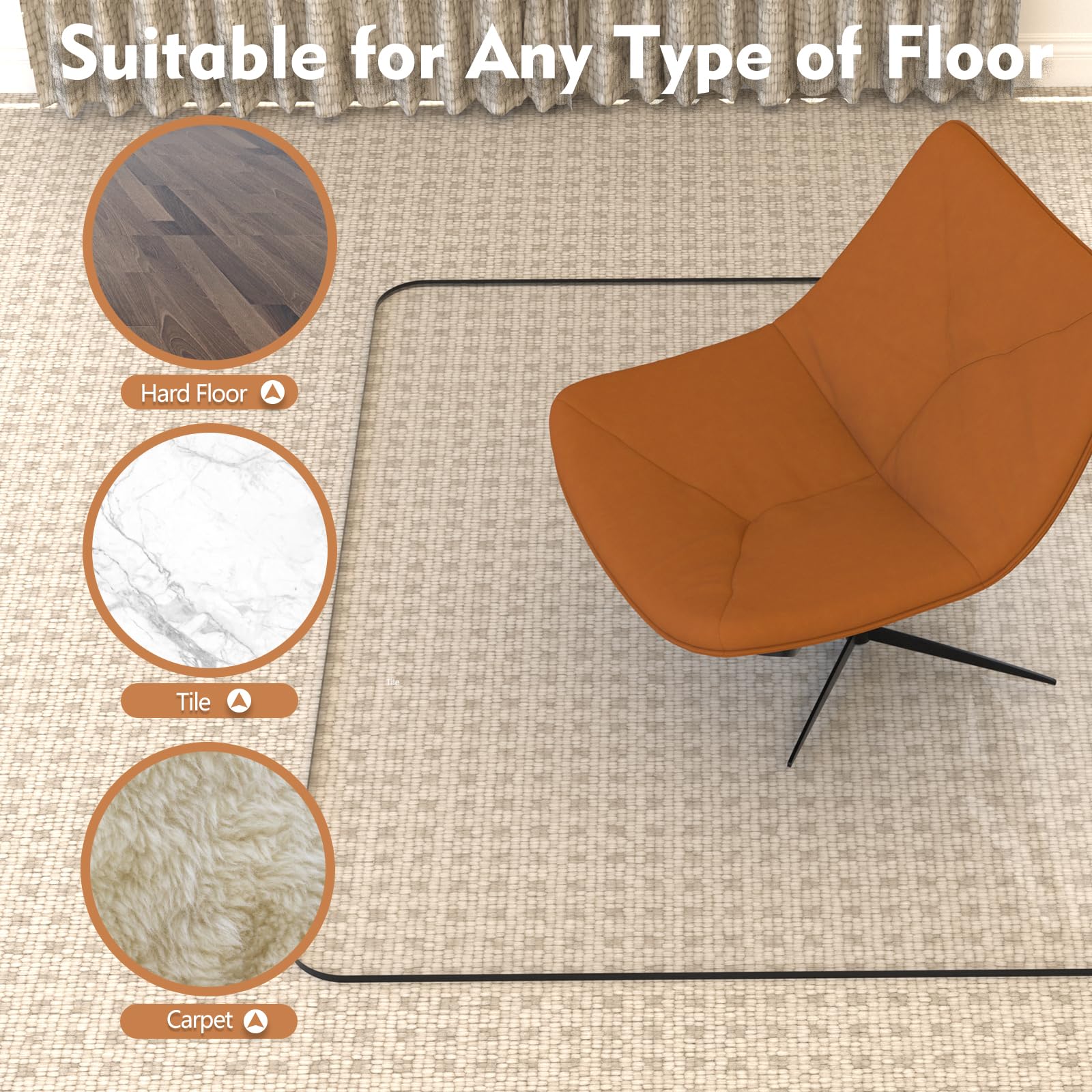 Crystal Clear Chair Mat for Carpet, 1/5" Thick - 36" x 47" Hard Polycarbonate Office Chair Mat - Heavy Duty Floor Protector, Can be Used on Carpet or Hard Floor - Easy Clean and Flat Without Curling