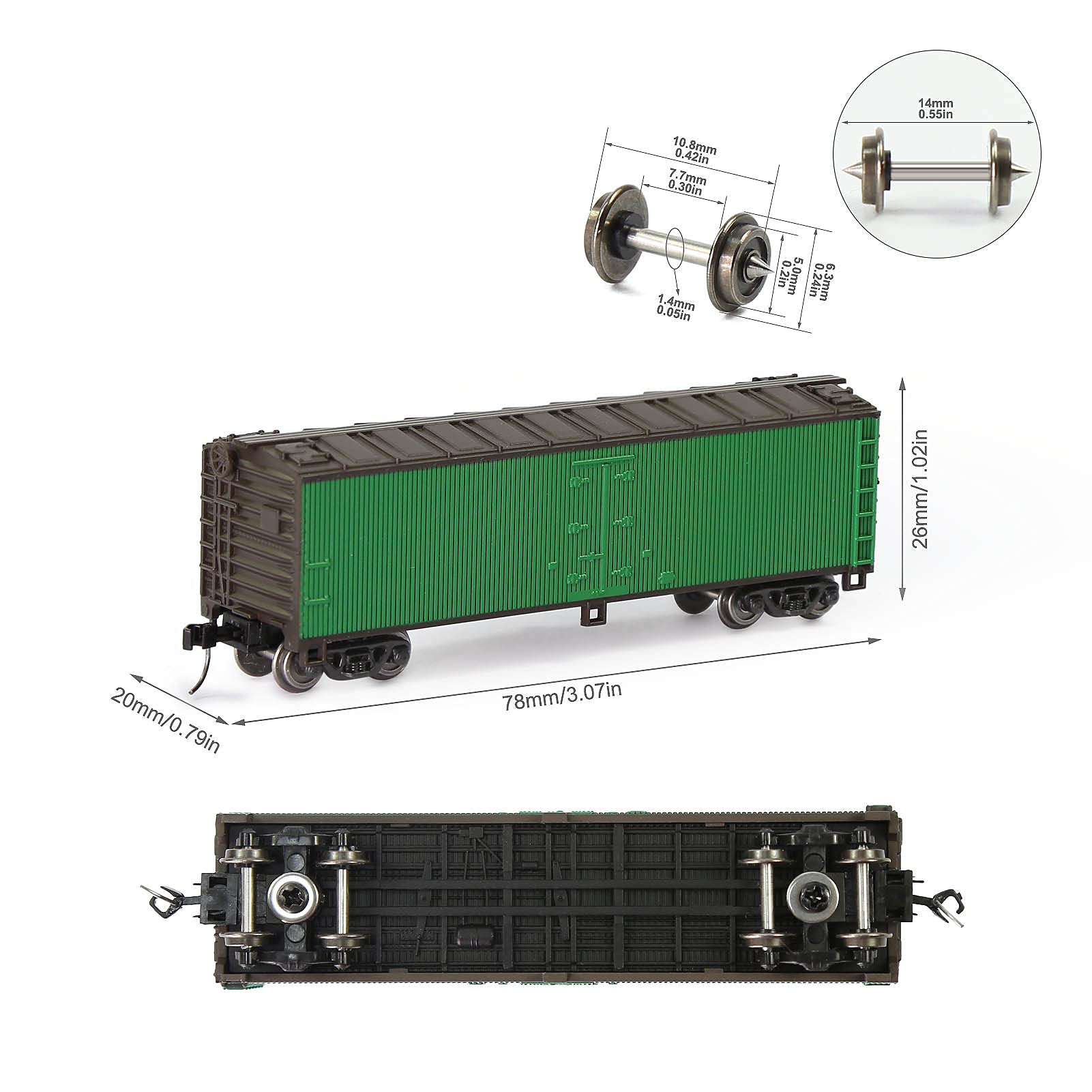 C15016 N Scale Reefer Car Wagon Wooden Side 1:160 Model Train Railway Flat Car (Green)