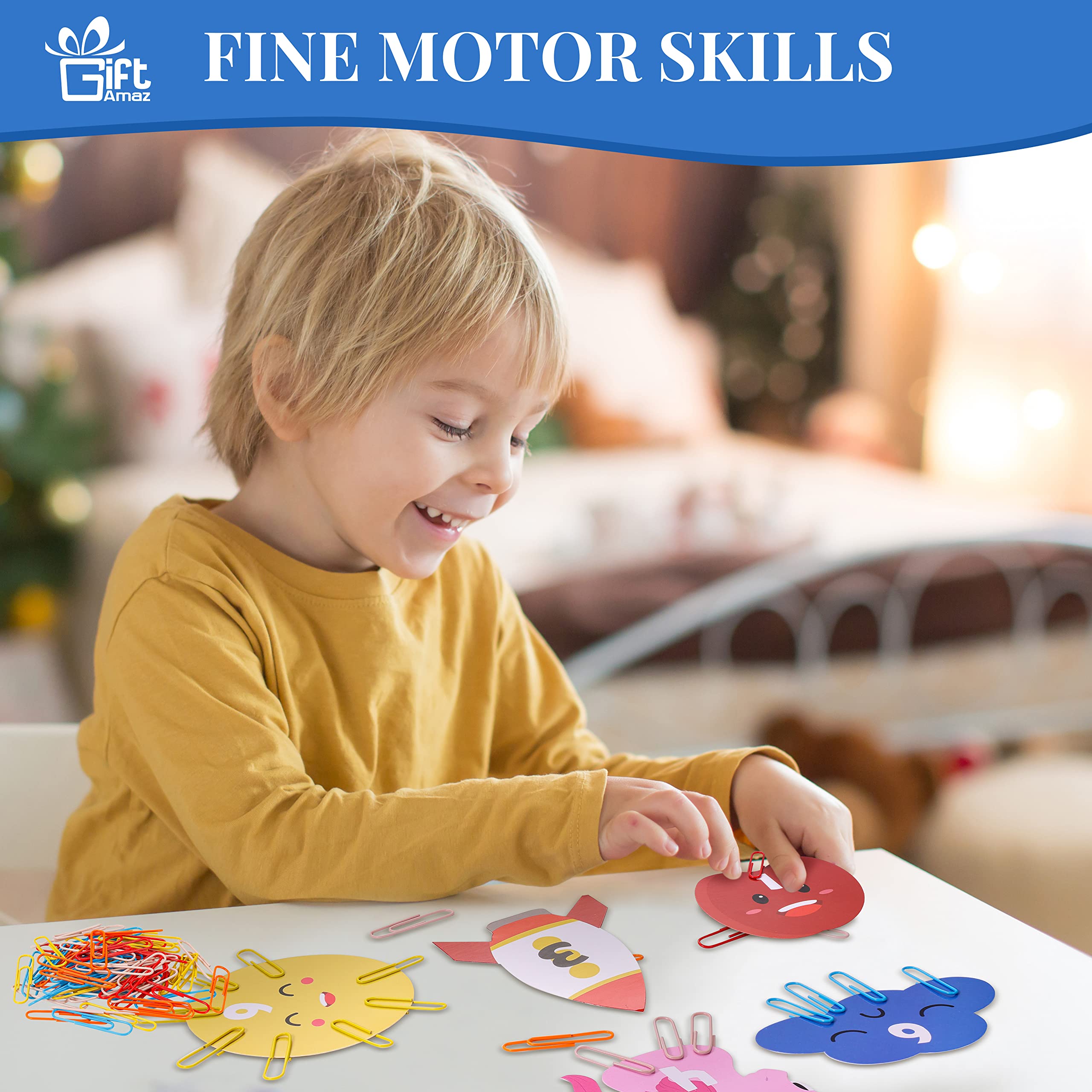 GiftAmaz 110 Pieces Links Math Manipulatives Game, Links Counters for Kids Early Math Skill, Educational Kindergarten Counting Cardboard Toy, Fine Motor Skills, Preschool Learning for Boys Girls 3-6