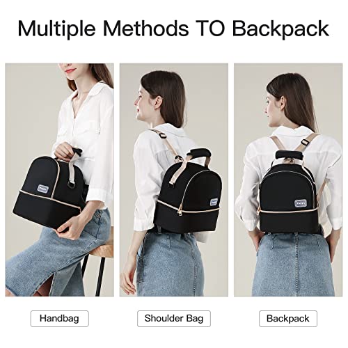 Phanpy Breast Pump Bag with Cooler, Breastmilk Cooler Bag with Ice Pack, Double Deck Breastmilk Storage Bag Cooler, Baby Bottle Bag, Diaper Backpack, Double Layer Preservation Package(Black)