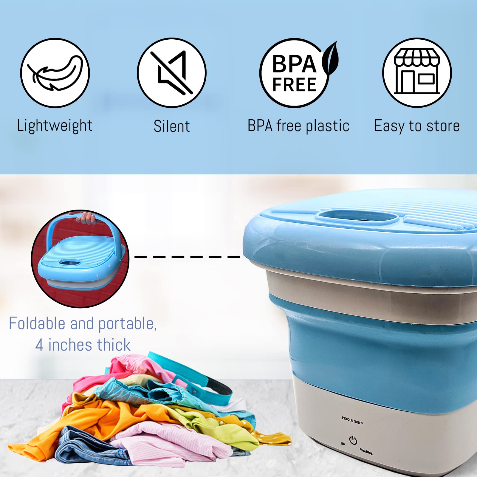 Mini Portable Washing Machine - Folding Washing Machine - Bucket Washer for Clothes Laundry- Collapsible Washing Machine - Underwear Washing Machine for Camping, RV, Travel, Small Spaces