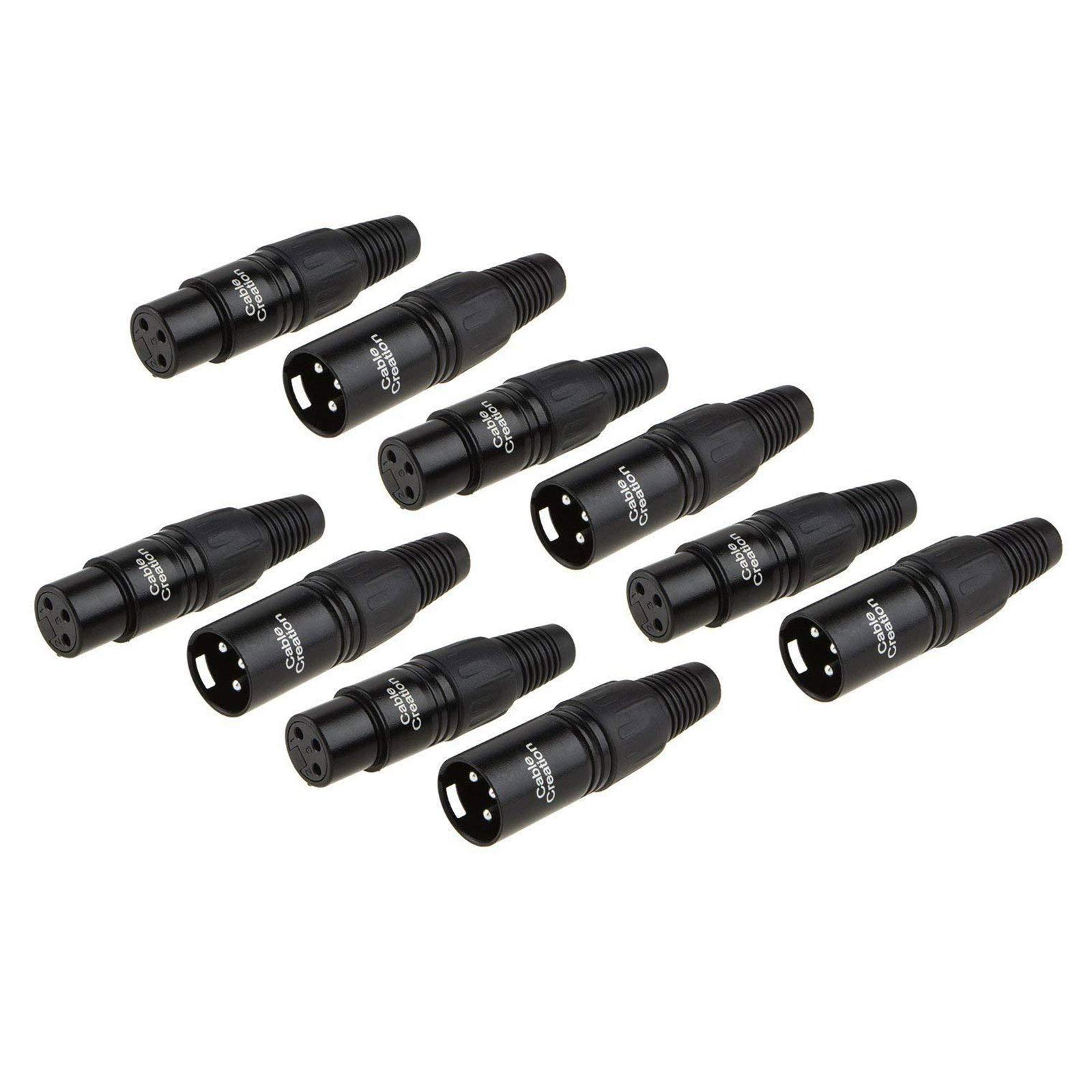 CableCreation [5-Pair XLR 3 Pin Male/Female Audio Mic Microphone Connector, Black Housing
