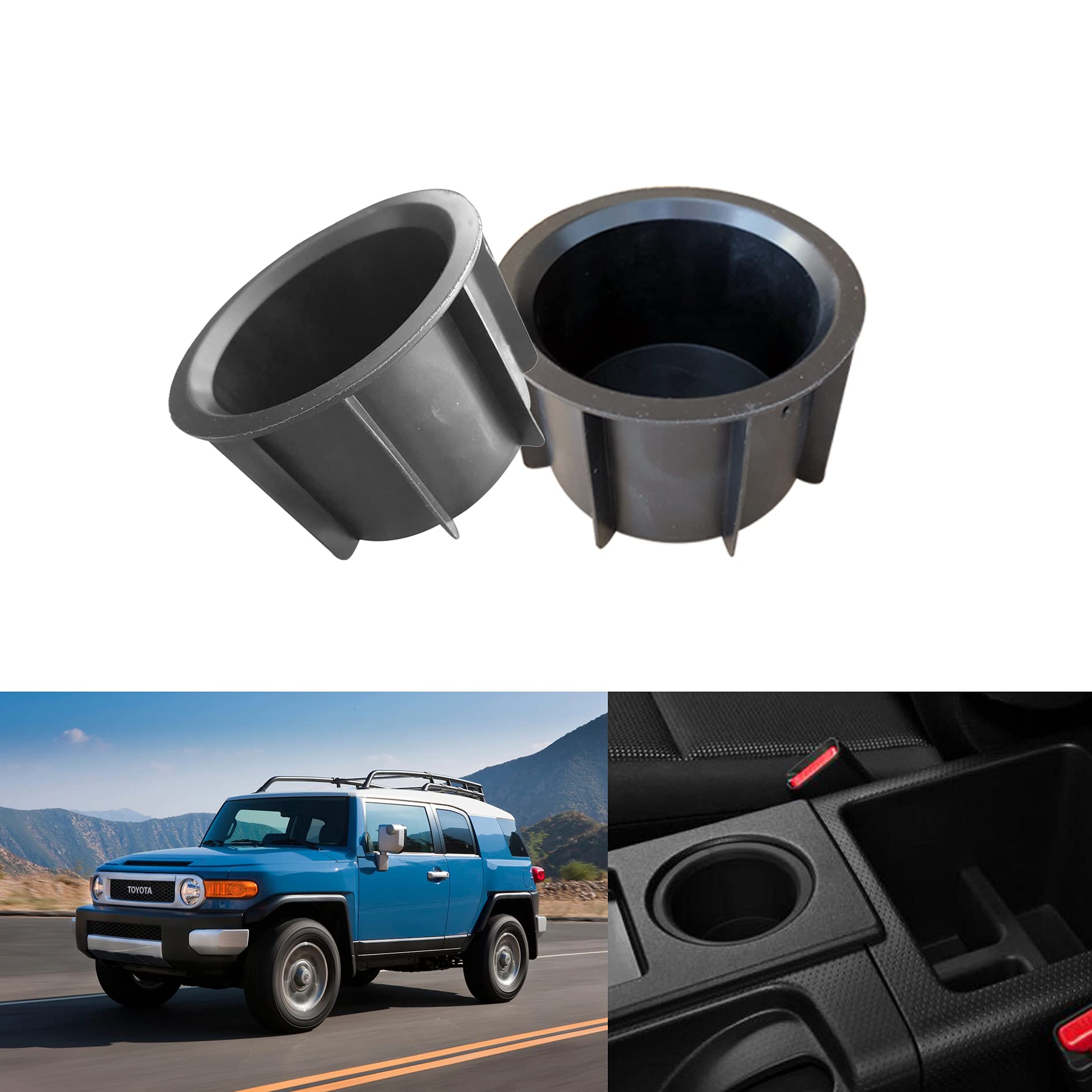 Cup Holder Sub Assembly Compatible with FJ Cruiser 2007-2014 Replaces OEM 55616-35010(2 pc)