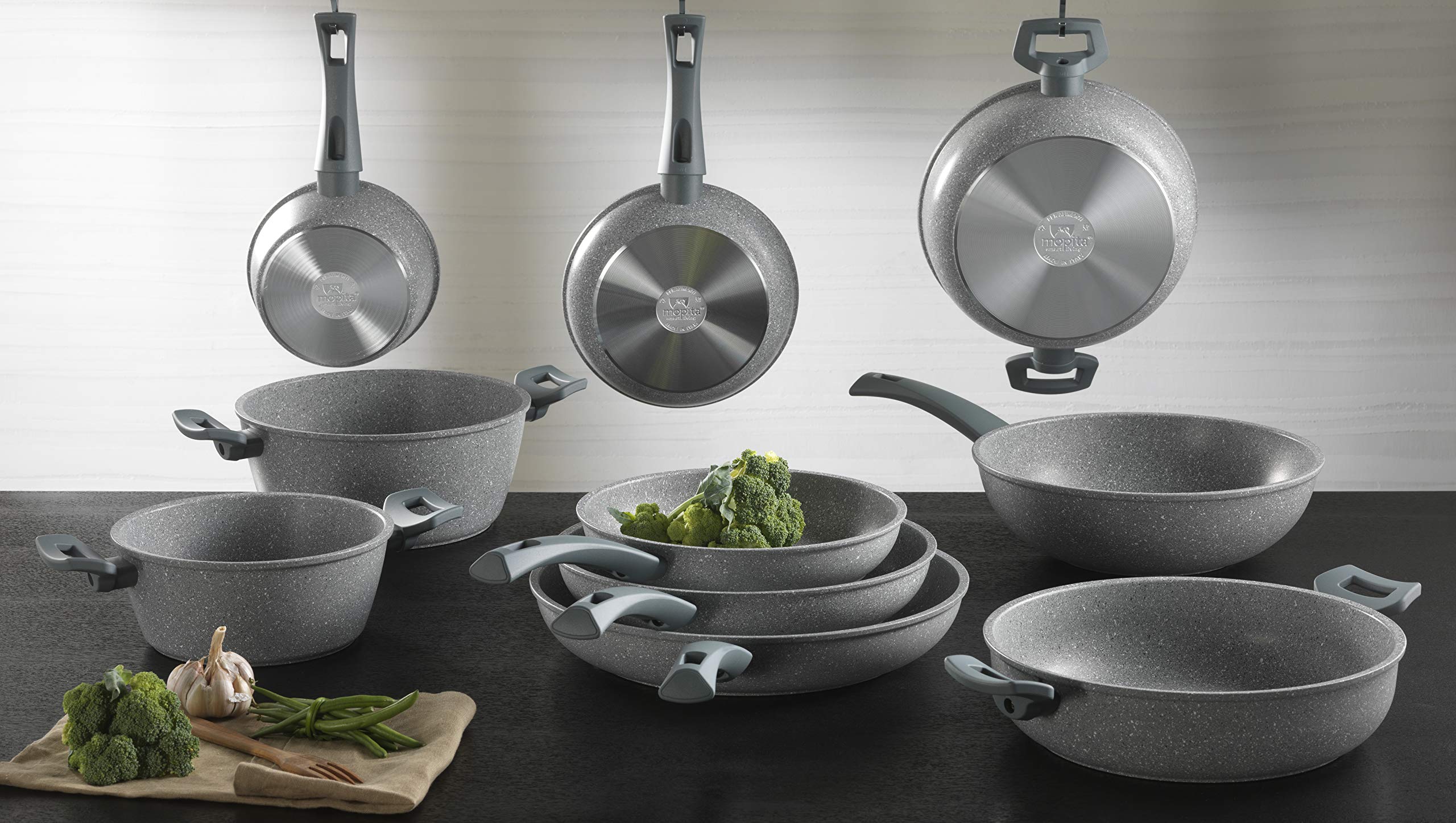 Mopita Roccia Viva 32cm/12.6" Non-Stick Forged Aluminum Fry Pan, Large, Grey