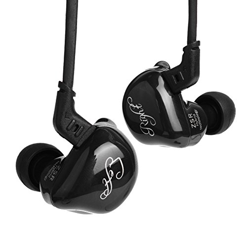 KZ ZSR in-Ear Headphones 1 DD & 2 BA Earphone HiFi Stereo Deep Bass Earbuds with Detachable Cable Noise Isolating Headset with Hybrid Driver for Running, Jogging, Walking (Black Without Mic)