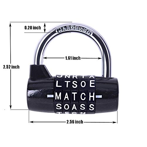 Gym Locker Lock,5 Letter Word Lock,5 Digit Combination Lock,Safety Padlock for School Gym Locker,Sports Locker,Fence,Toolbox,Case,Hasp Storage (Black)