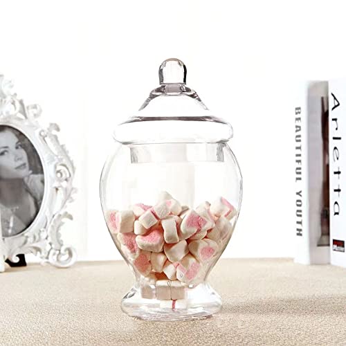 Livejun Glass Apothecary Jars 45 Ounce Decorative Candy Cookie Jars ,Clear Elegant Storage Jar with lids Canisters Sets for the Kitchen Wedding Home Centerpiece Candy Buffet Set of 2