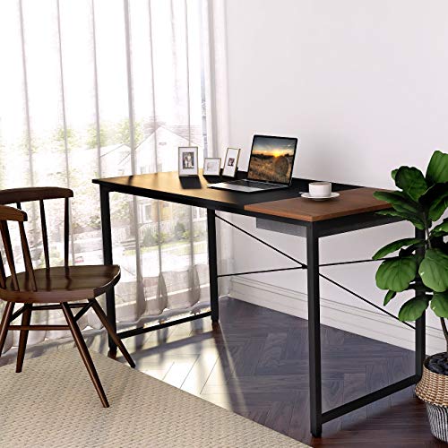 Cubiker Computer Desk 55" Home Office Writing Study Laptop Table, Modern Simple Style Desk with Drawer, Black Espresso