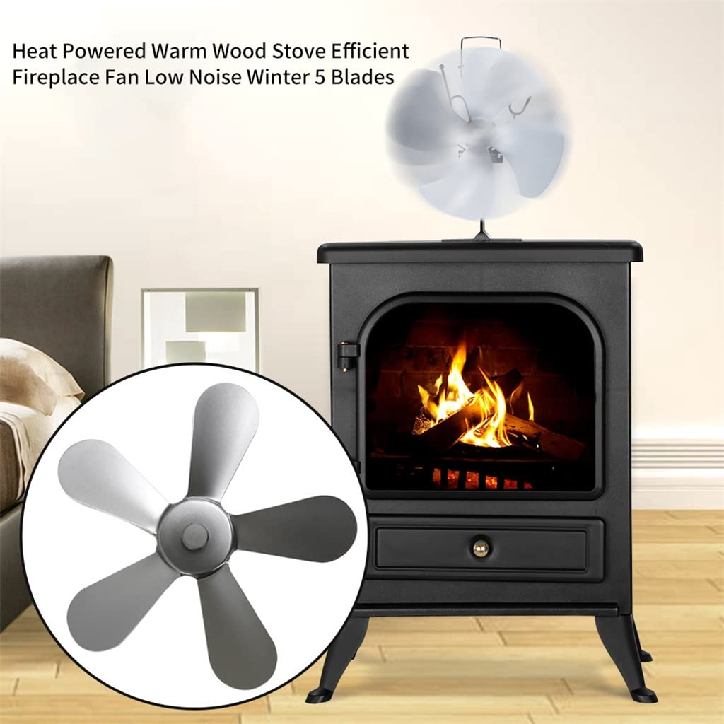 UXZDX CUJUX Low Noise Fireplace Fan Blade Living Room Efficient Household 5 Blades Winter Warm (Color : Gold, Size : 152mm)