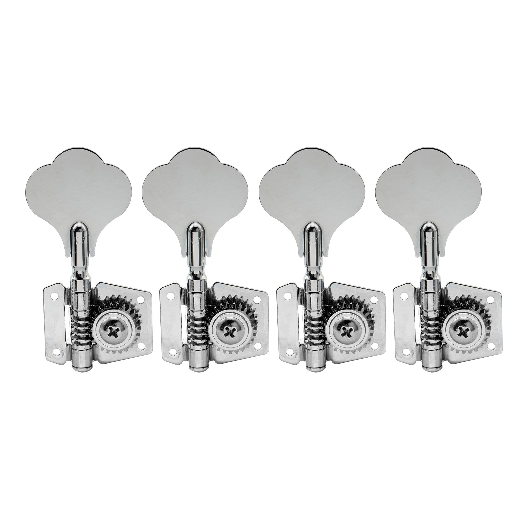 Musiclily 4-in-line 4R Vintage Open Gear Bass Tuners Machine Head Tuning Keys Pegs Set Right Hand for Jazz Precision P Bass Replacement, Chrome