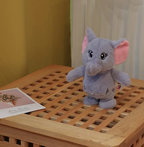 Easfan Talking Elephant Repeats What You Say Electric Walking Singing Stuffed Animal Interactive Funny Plush Toy Musical Speaking Birthday for Kids Toddlers Grey, 8"