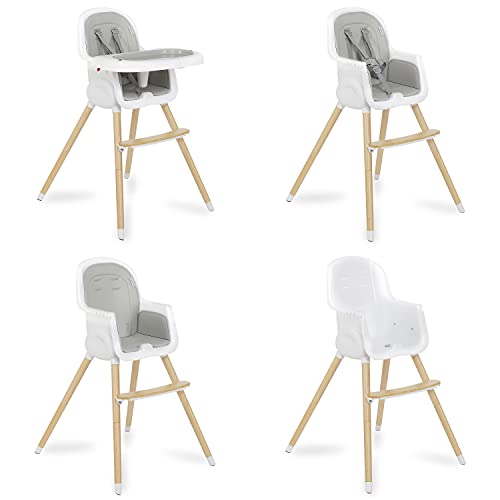 Dream on Me Lulu 2-in-1 Convertible Highchair in Light Grey | Compact High Chair | Lightweight | Portable