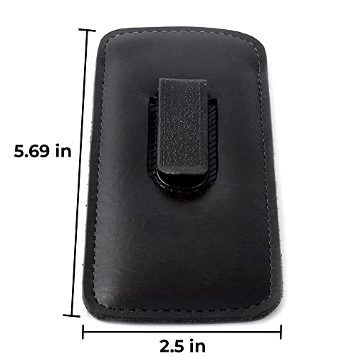 Calabria Slim Eye Glasses Case w/Clip Soft PU Leather Black (3Pack) Men Women Eyeglass Pouch Slip-In Eyewear Sunglasses Bag