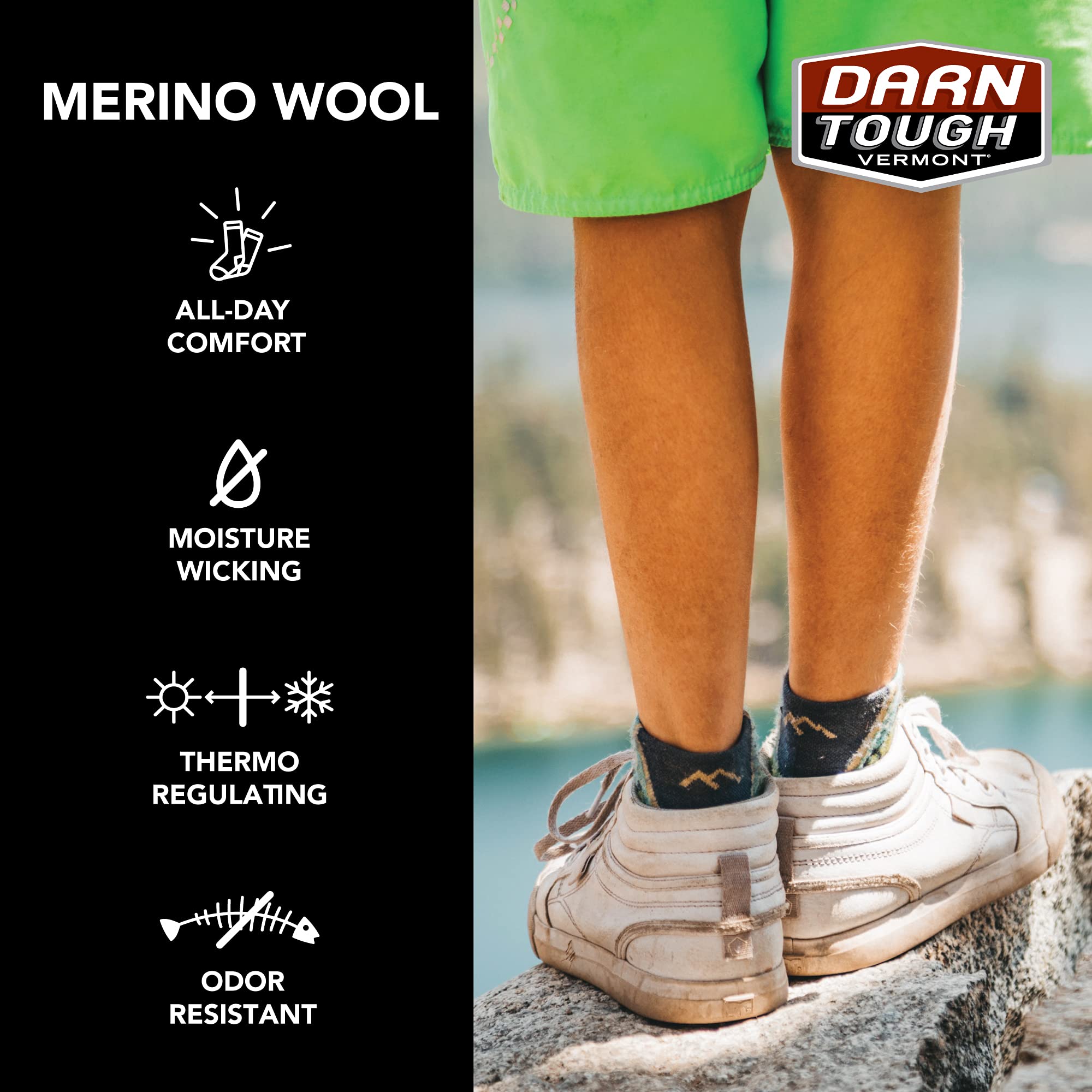 Darn Tough Vermont Light Hiker Micro Crew Light Cushion (Toddler/Little Kid/Big Kid) Vapor LG (US 3-6 Little Kid/Big Kid)