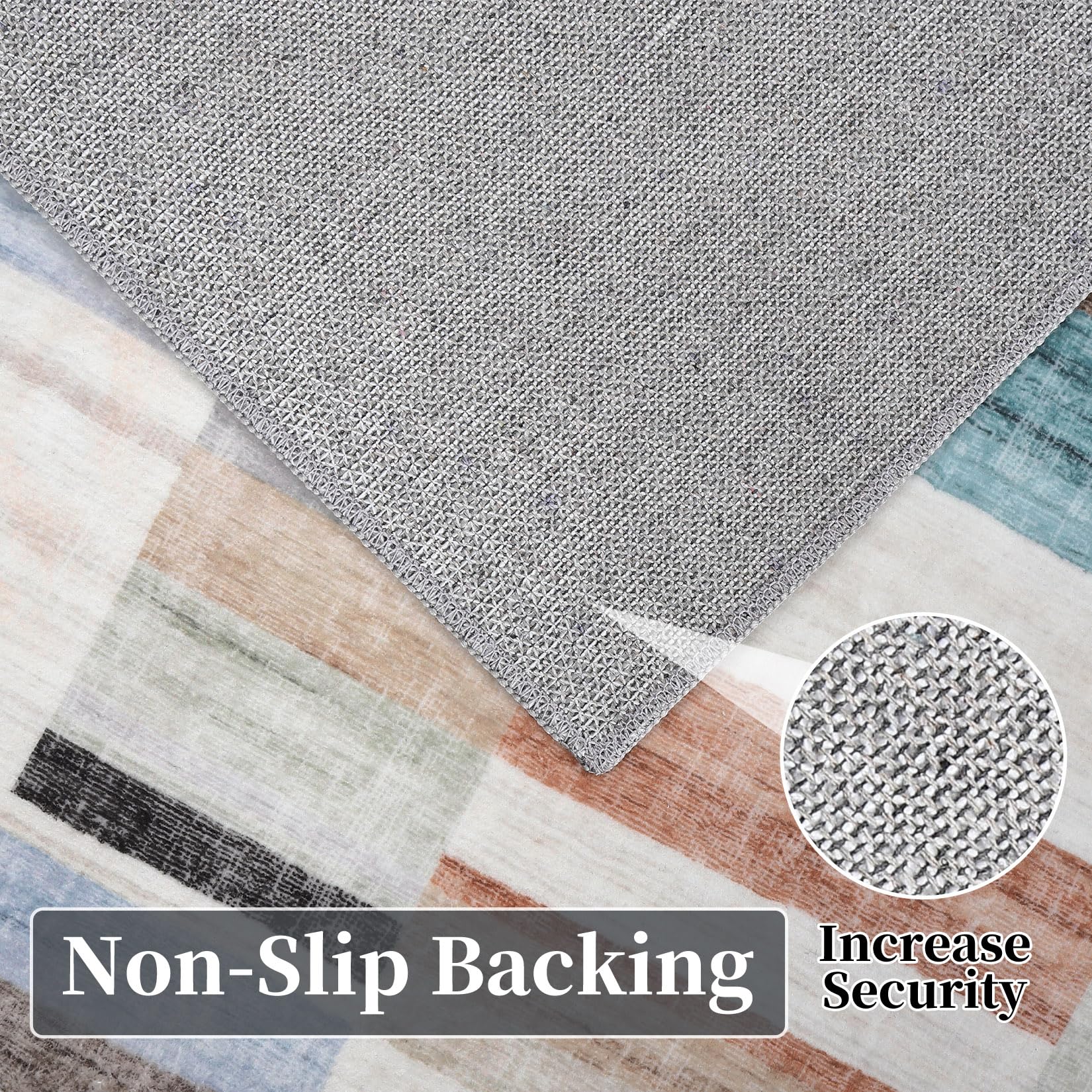 GlowSol Washable Rug Modern Area Rugs 9x12 Living Room Abstract Geometric Bedroom Rug Multi Rug Carpet Large Area Rug for Office Non Slip Throw Rugs for Dining Room Classroom Multi 9'x12'