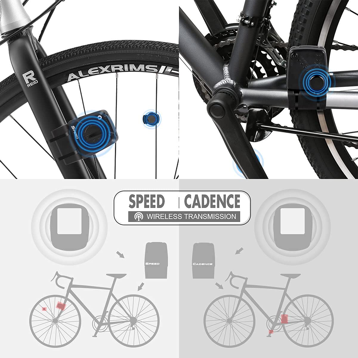 DREAM SPORT Wireless Bike Computer with Cadence Speed Sensor Heart Rate Monitor Speedometer Odometer with Backlight Altimeter HRM Calories Black (DCY438)
